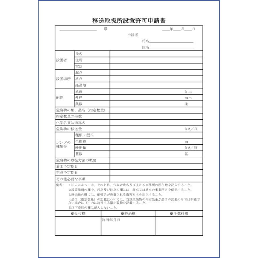 移送取扱所設置許可申請書13許可証(ビジネス)〜l活 Libreoffice活用サイト